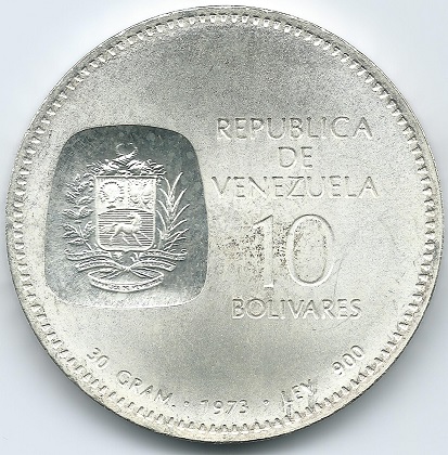 Venezuela Moneda Doblón Plata 10 Bolívares 1973 + Capsula Lighthouse ...
