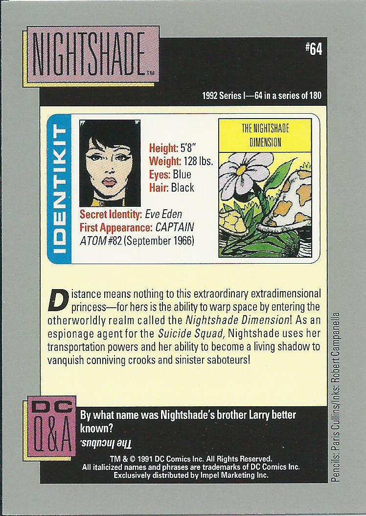 Nightshade Dc Comics 1991 #64 Mightiest Heroes – CONKERVE